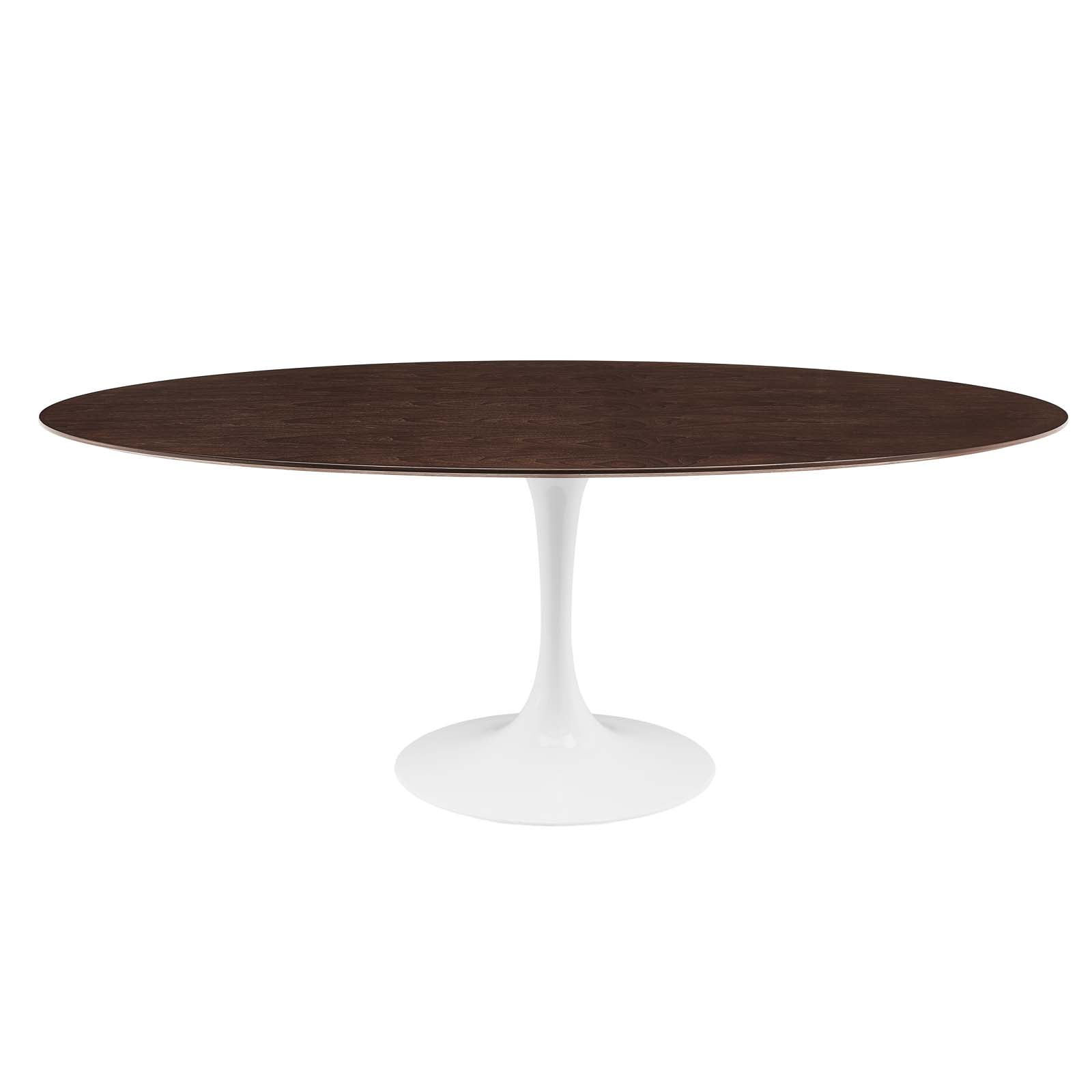 78 inch Dining Table, Oval, White Walnut, Wood, Metal Steel, Modern ...