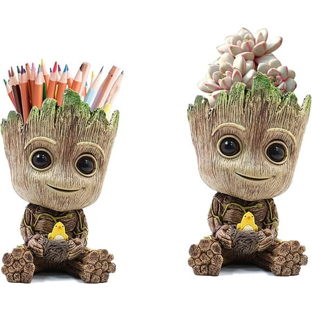 Baby Groot Flower Pot Set of 2,XGBB Baby Groot Pen Holder Succulent ...