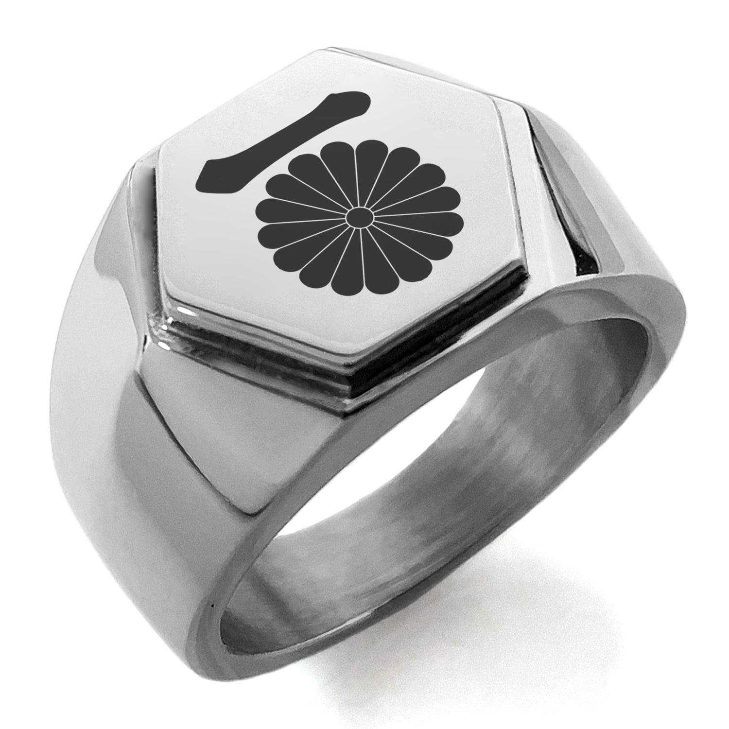 Stainless Steel Nasu Samurai Crest Engraved Hexagon Crest Flat Top ...