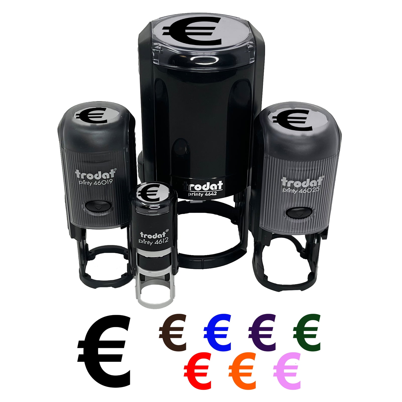 Euro Symbol Self-Inking Rubber Stamp Ink Stamper - Lime Green Ink ...
