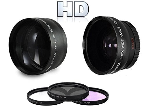 Hi-Def Wide Angle Telephoto and 3-Pc Filter Set For Nikon D3400 D5600 ...