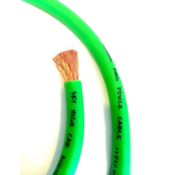 50 ft ccA 10 gauge Oversized green Power ground Wire Sky High car Audio ...