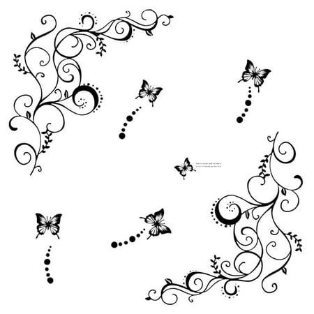 Fashion Removable Vinyl DIY Black Nursery Flowers Vine and Beautiful ...