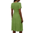 Atogsazn Womens Summer V Neck Midi Dress Dressy Casual Flowy Tummy ...