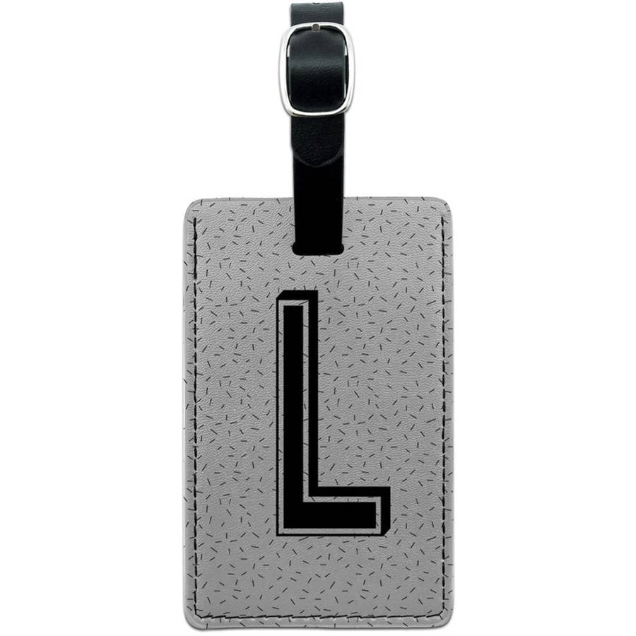 Letter L Initial Sprinkles Black White Leather Luggage ID Tag Suitcase ...