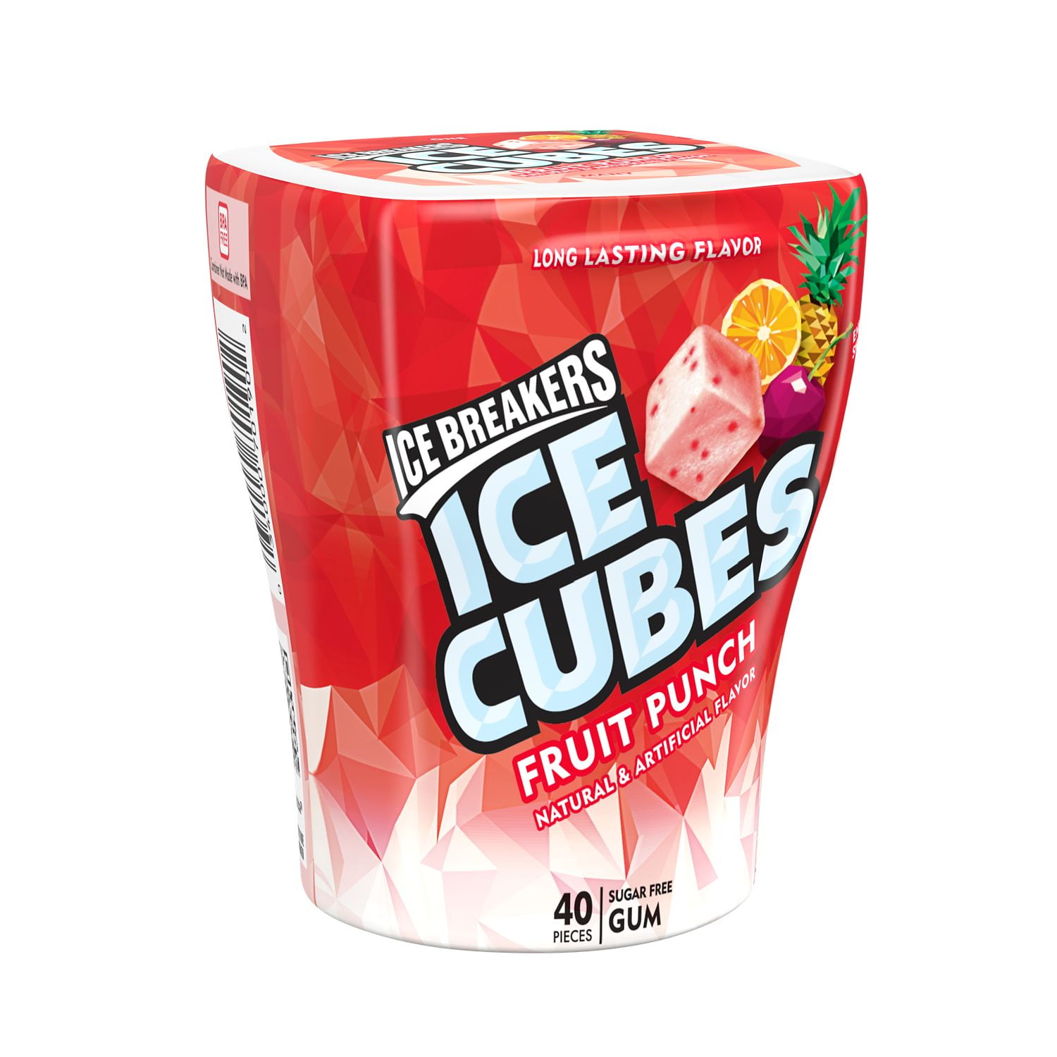 ICE BREAKERS ICE CUBES Fruit Punch Sugar Free Chewing Gum 3 24oz 40