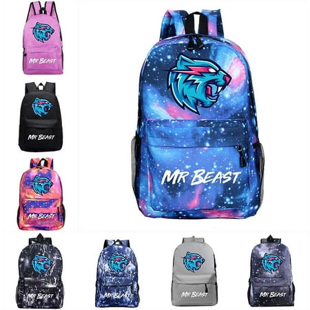 Mr Beast Lightning Cat Print Backpack Unisex Student Schoolbag ...