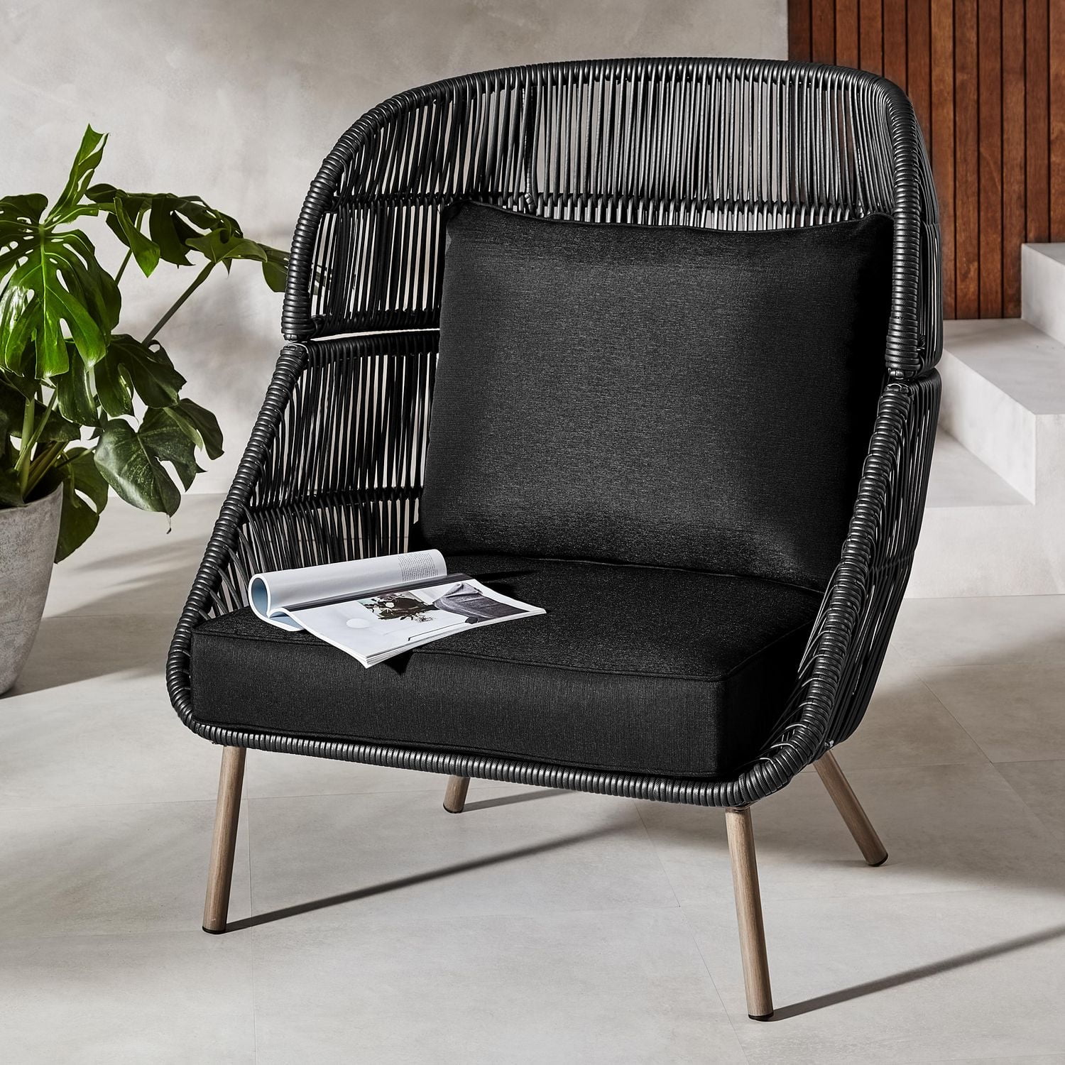 Better Homes & Gardens Tarren Patio Outdoor Statement Chair - Black ...
