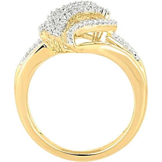 1/2 Carat T.W. Diamond 10kt Yellow Gold Waterfall Ring - Walmart.com