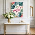 Canvas Wall Art Pink Flamingo Canvas Art Print Palm Leaves Tropical ...