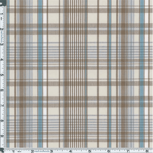 White/Light Brown Dunbar Plaid Cotton, Fabric Sold By the Yard ...