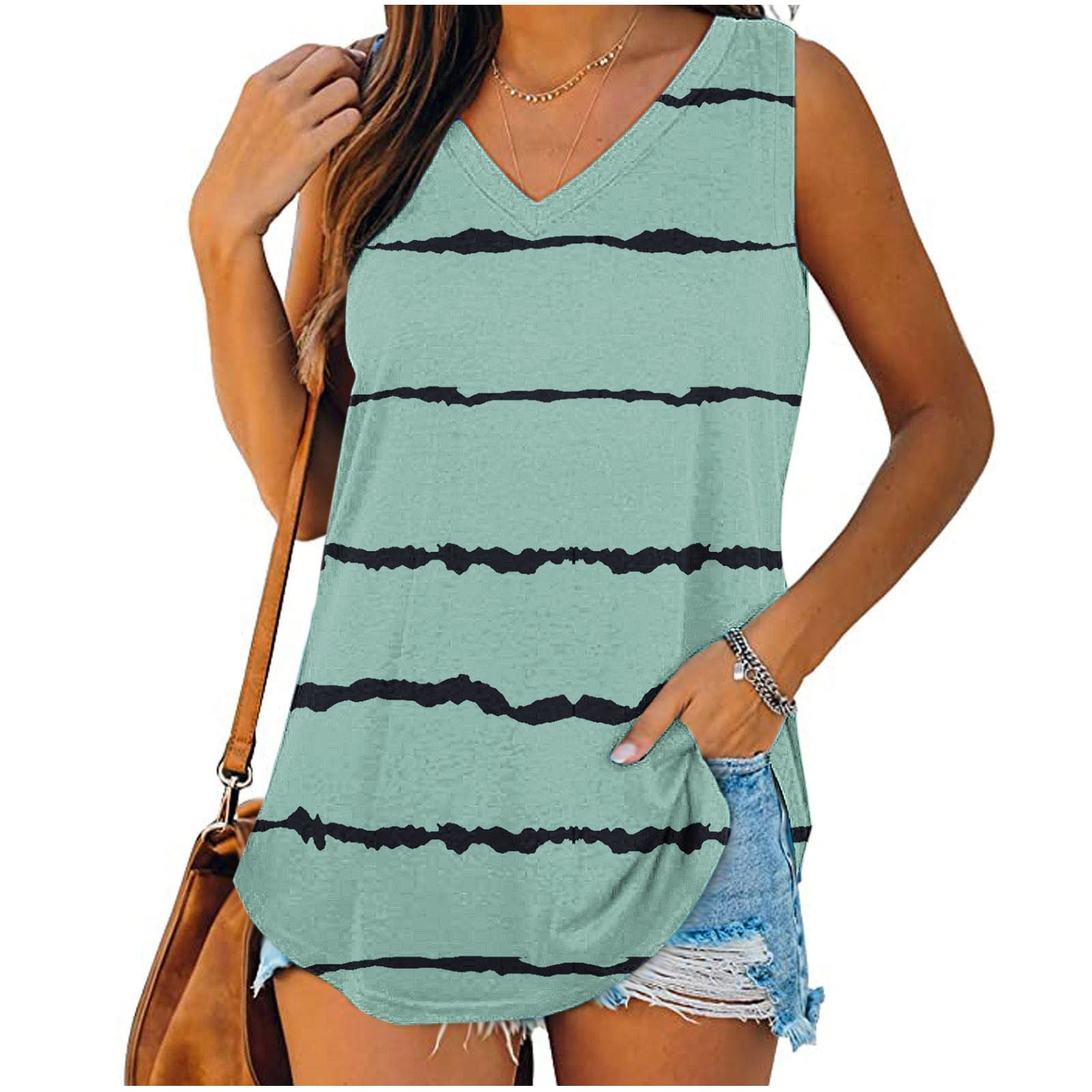 Click here for Unbranded Womens Print Tank Tops V-Neck Basic Casu... prices