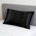 Black Smooth Satin Like Pillowcase With Envelope Closure For Hair Care ...