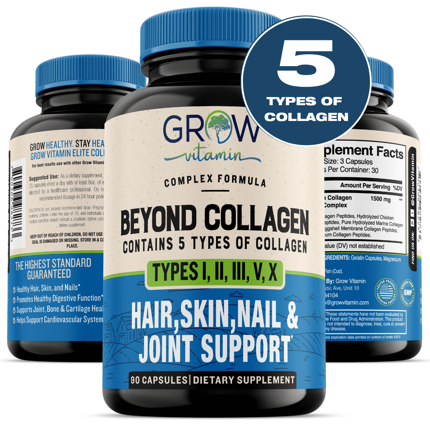 Buy Multi Collagen Pills (Types I, II, III, V & X) - Collagen Peptides ...