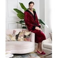 Lotus Linen Mens Plush Hooded Robe - Long Fleece Spa Bathrobe for Men ...