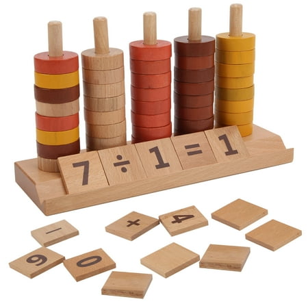 Loewten Children Wooden Blocks And Rings Stacking Toys Number Counting ...