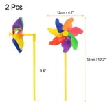 Uxcell 12.2 Inch Rainbow Pinwheels 7 Leaves Wind Plastic Windmill for ...