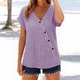 DeHolifer Womens Shirts Button Down Plaid Cute Short Sleeve Tops Summer ...