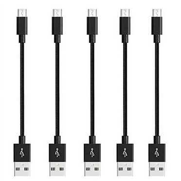Short Micro to USB A Cable Nylon Braided 5 Pack (Black) - Walmart.com