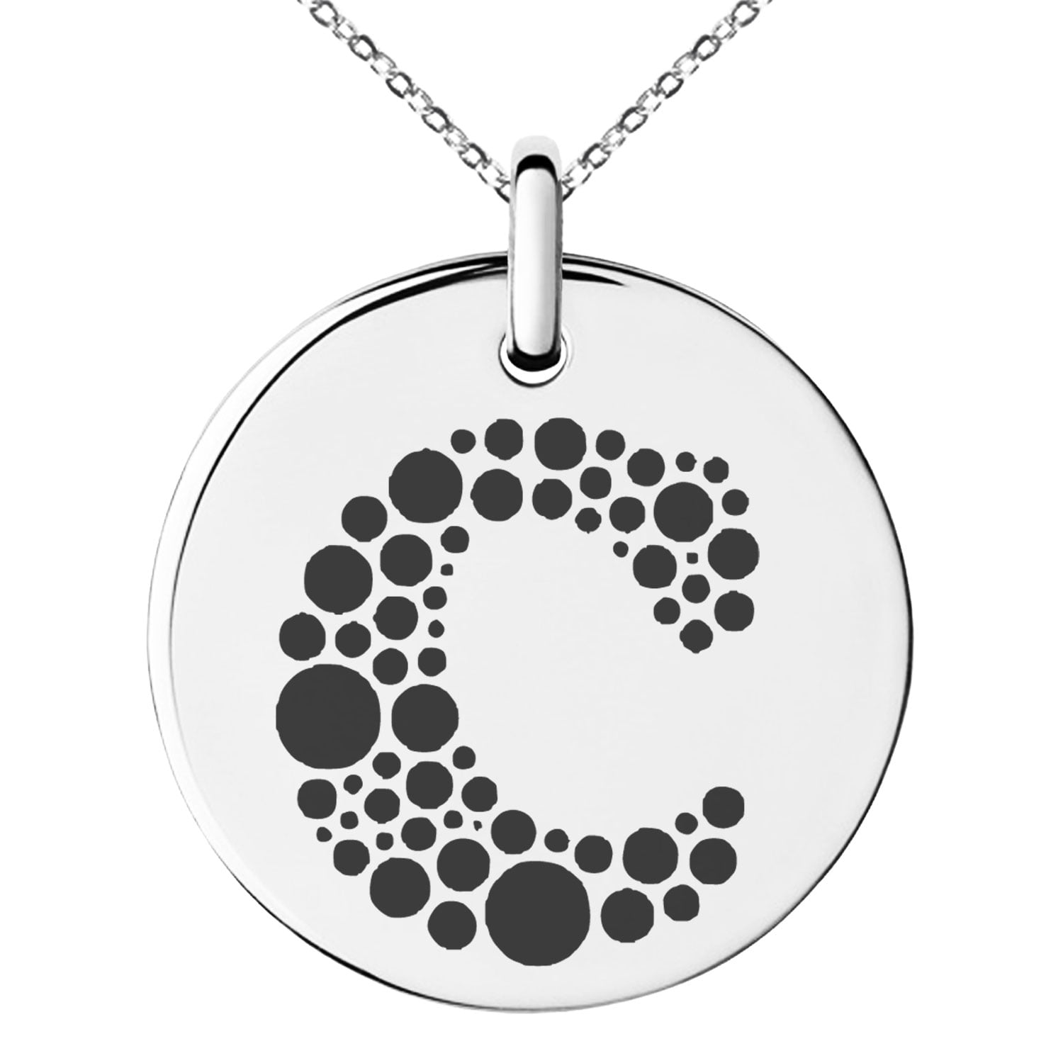 Stainless Steel Letter C Initial Dotted Monogram Engraved Small ...