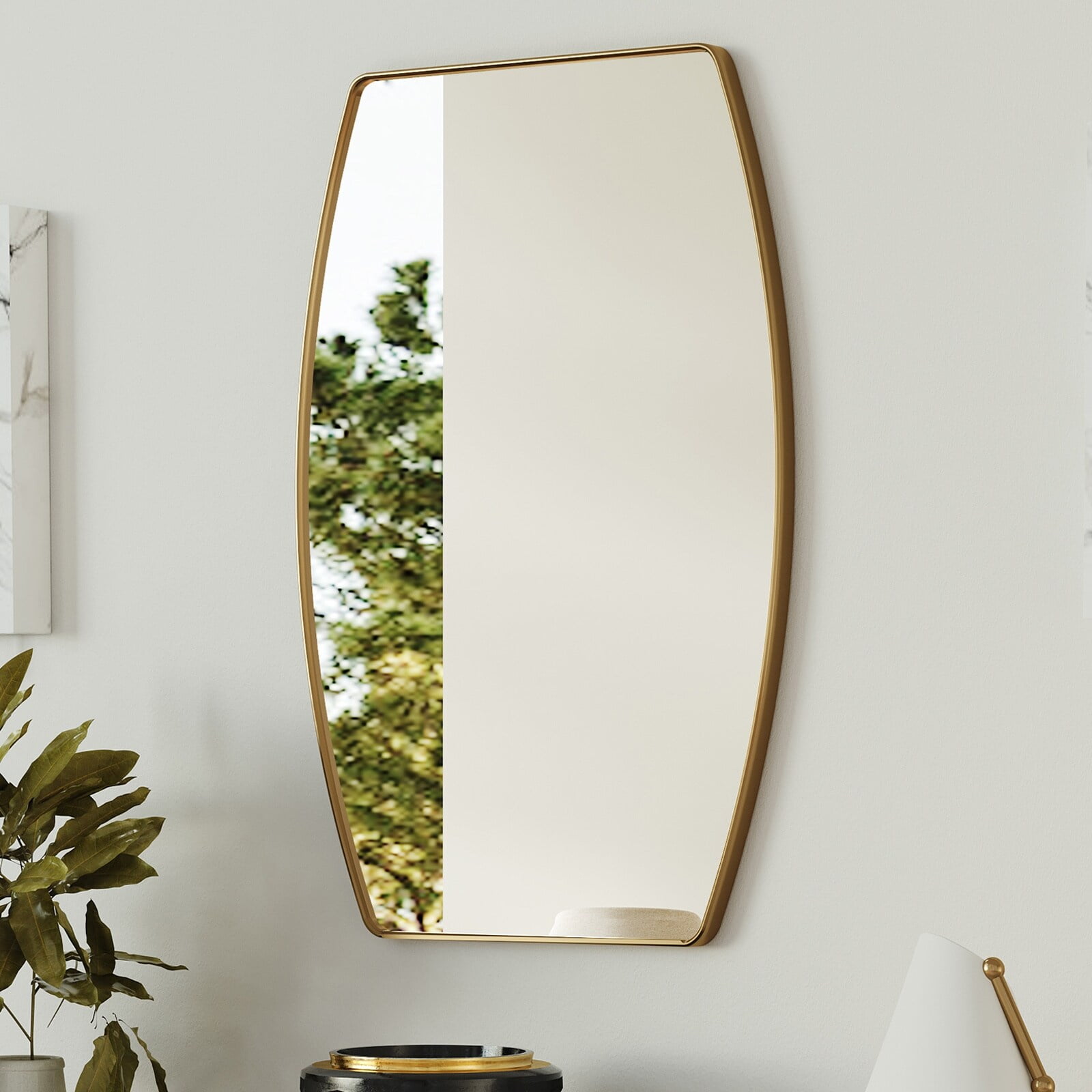 MacLuu Oblong Metal Wall Mirror 18" x 27" - Gold - Walmart.com