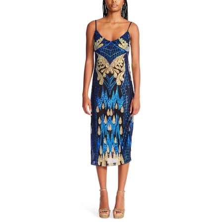 Betsey Johnson Butterfly Sequin Slip Dress Black Multi MD (6-8 ...