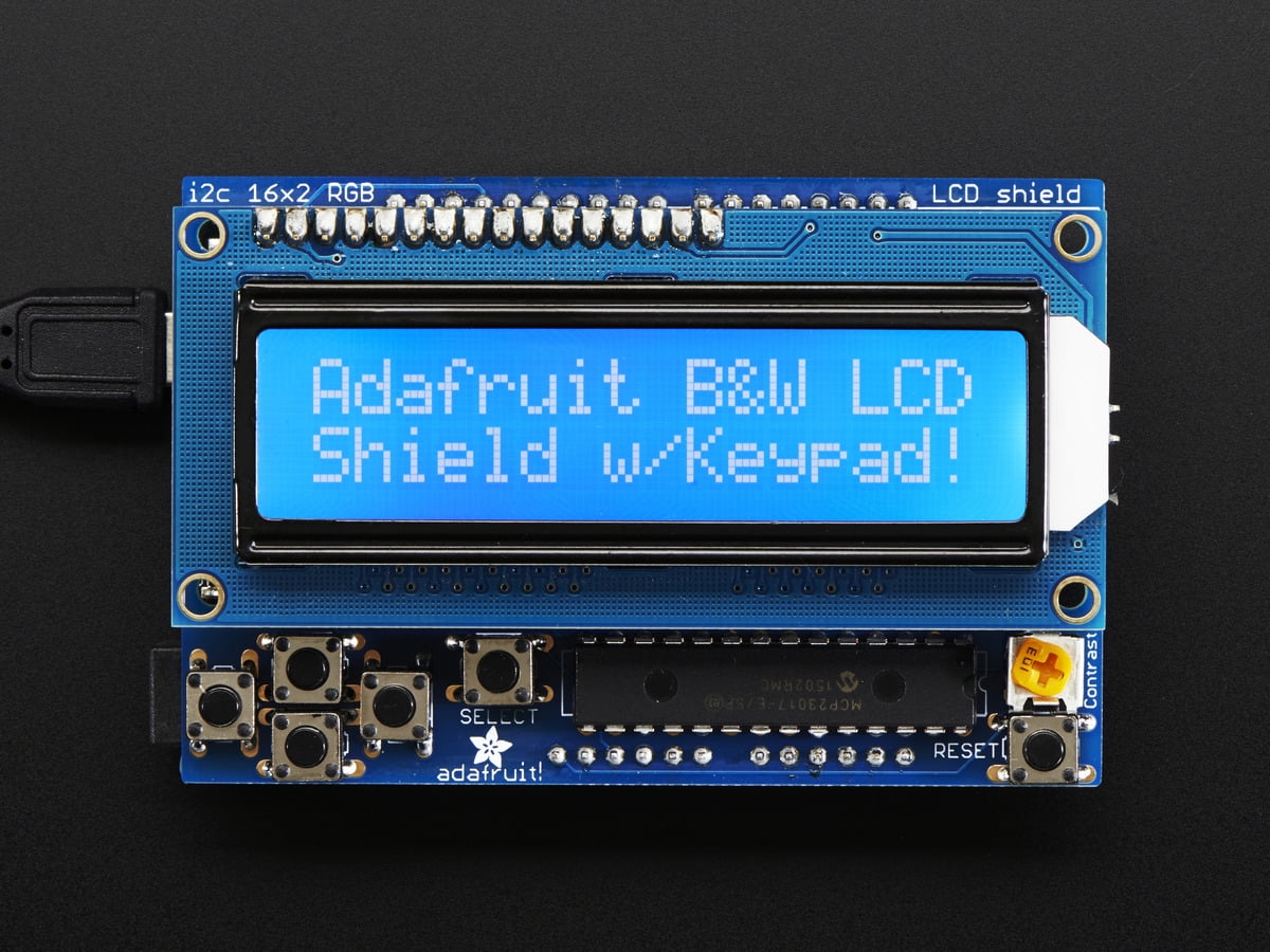 Adafruit LCD Shield Kit & 16x2 Character Display - Walmart.com