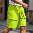 AGKIZG Solid Color Men Casual Cargo Shorts Elastic Waist Drawstring ...