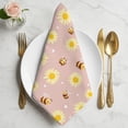 Cloth Napkins Set of 6 Yellow Daisy Bee Cocktail Napkins Floral Polka ...