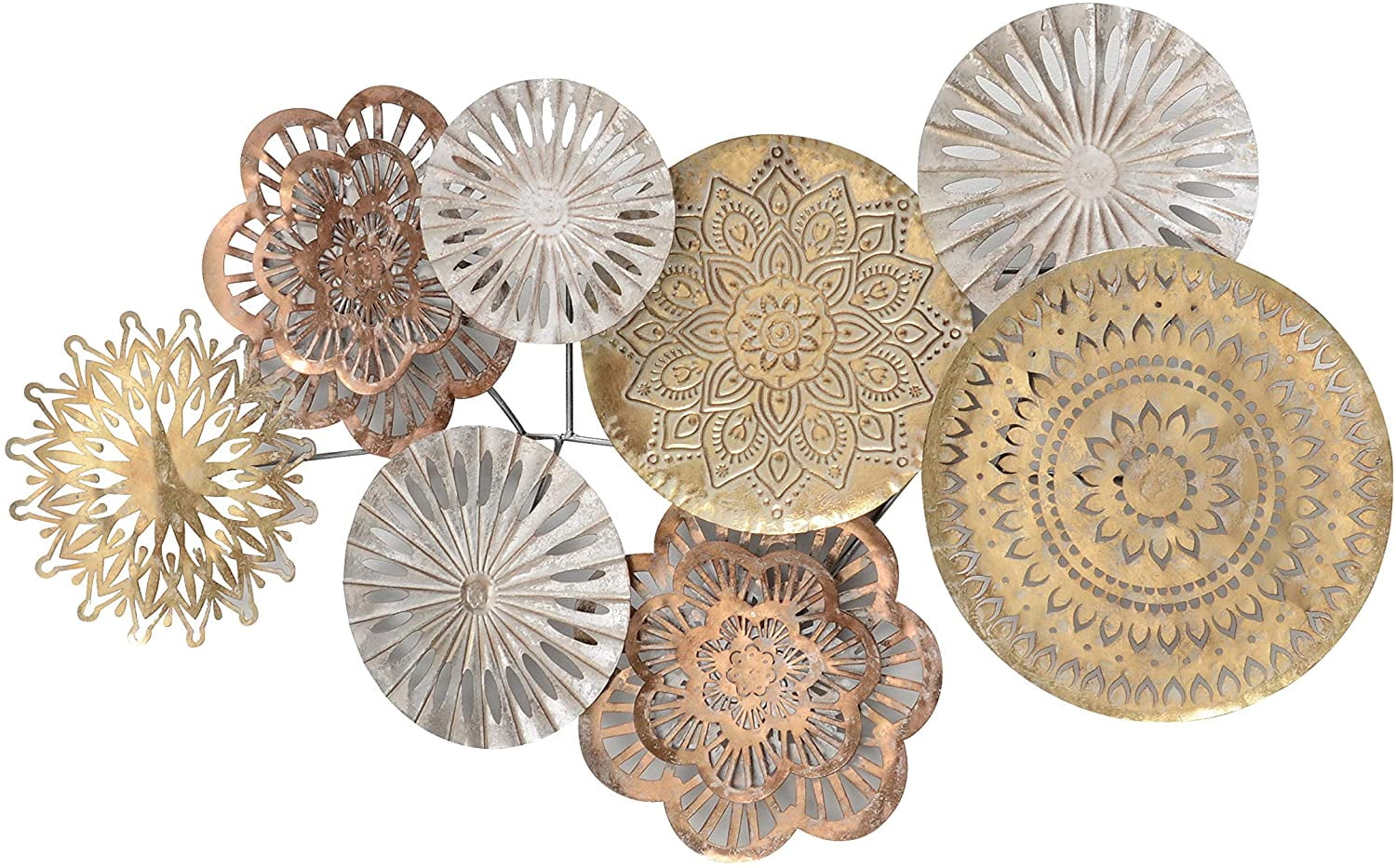 Modernist Floating Roundels, Metal Wall Decor Art, Gold, Silver and ...