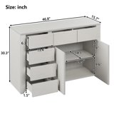 Storage Dresser with 6 Drawers and 2 Level Cabinet,Off White Simple ...