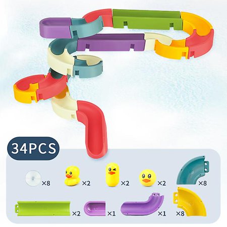 Baby Bath Toys Diy Marble Race Run Assembling Track Bathroom Bathtub ...
