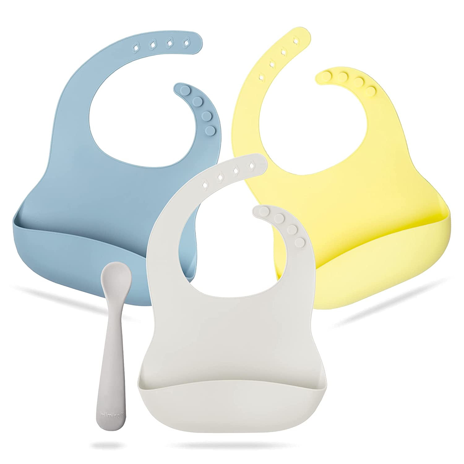 Silicone Baby Bibs and Silicone Babies Spoon set Soft Adjustable ...