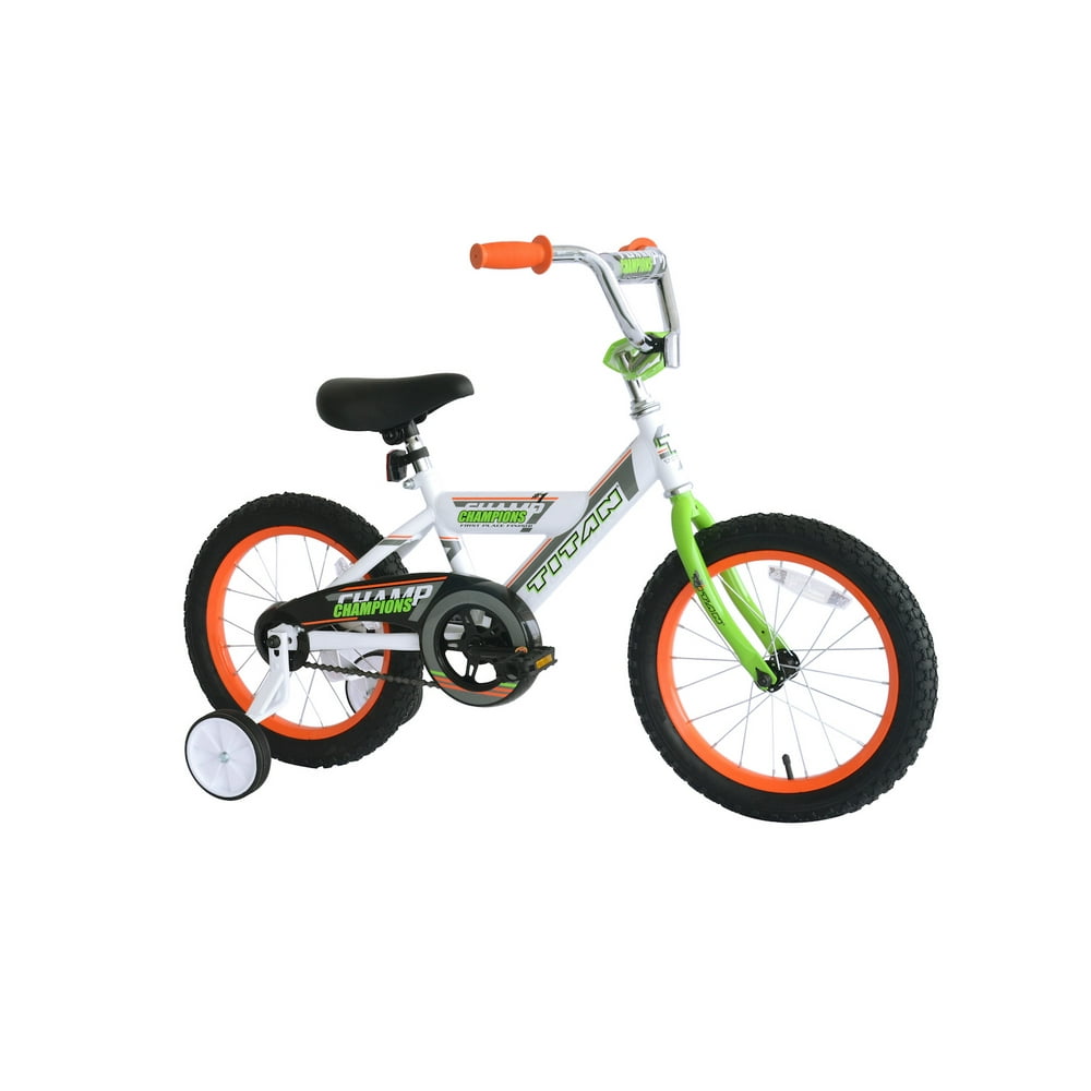 TITAN Champion 16-Inch Boys BMX Bicycle with Training Wheels, White ...