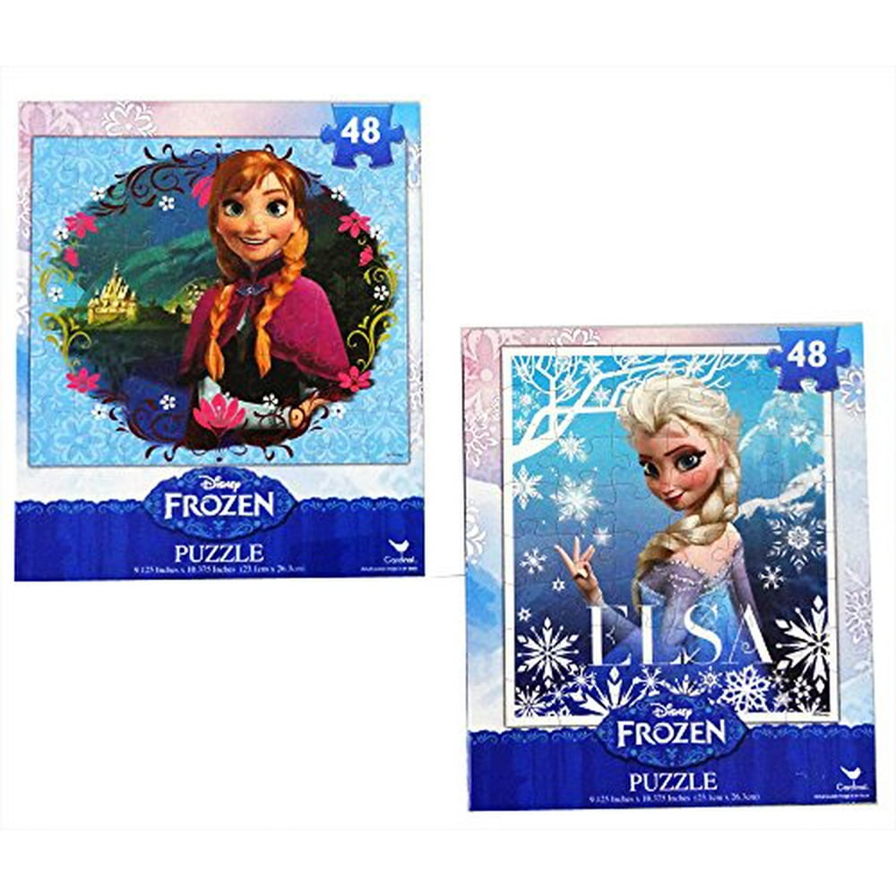Frozen Princesses Anna and Elsa 48 Piece Puzzles (Set of 2 Puzzles ...