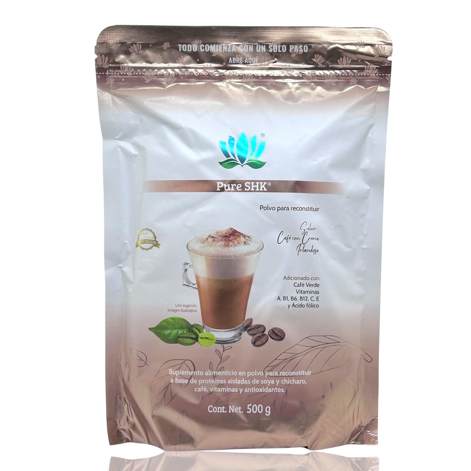 Proteína de Soya y Chícharo Café c/Crema 500 g Pure SHK Pure Health ...