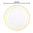 100Pieces Gold Plastic Plates - 6.25inch White with Gold Rim Disposable ...