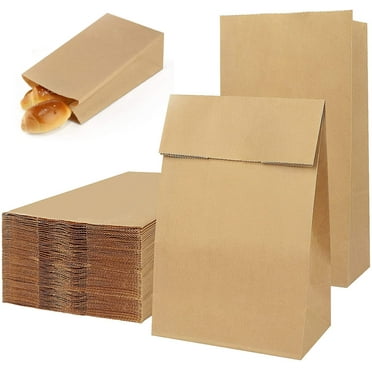 Paper Sandwich Bags Kraft Brown (125 Pack) Food Grade Bags with White ...