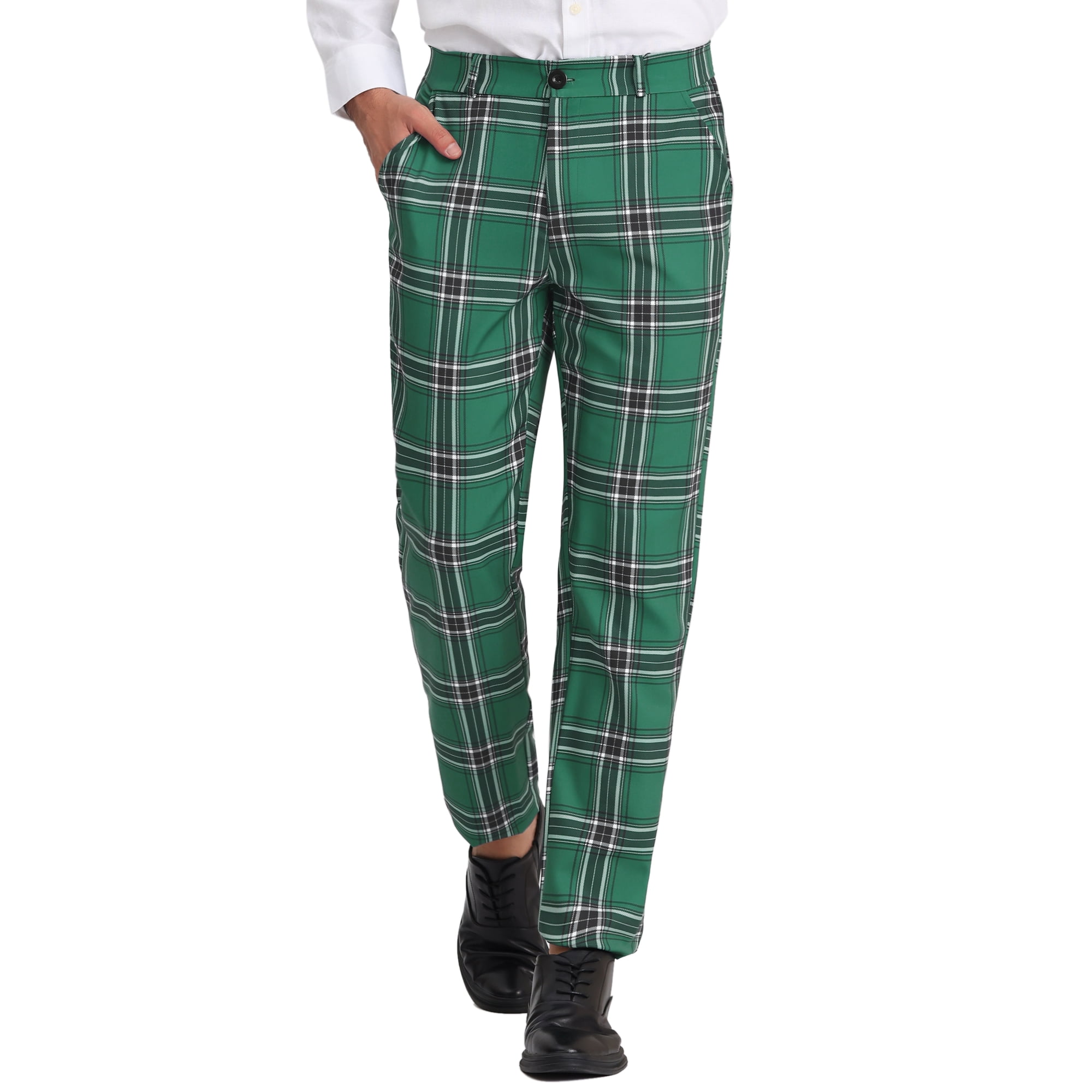 Click here for Inspire Chic Mens Pants Plaid Mid-Waist Classic Bu... prices
