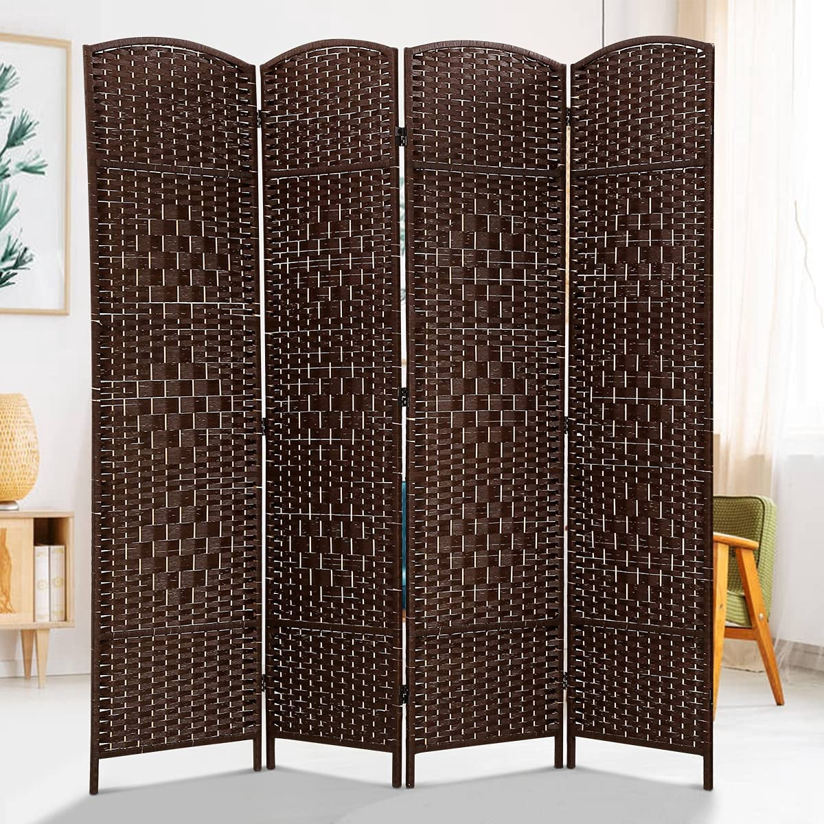 NiamVelo 71 inch Wood Room Divider 4 Panel Folding Privacy Screen ...