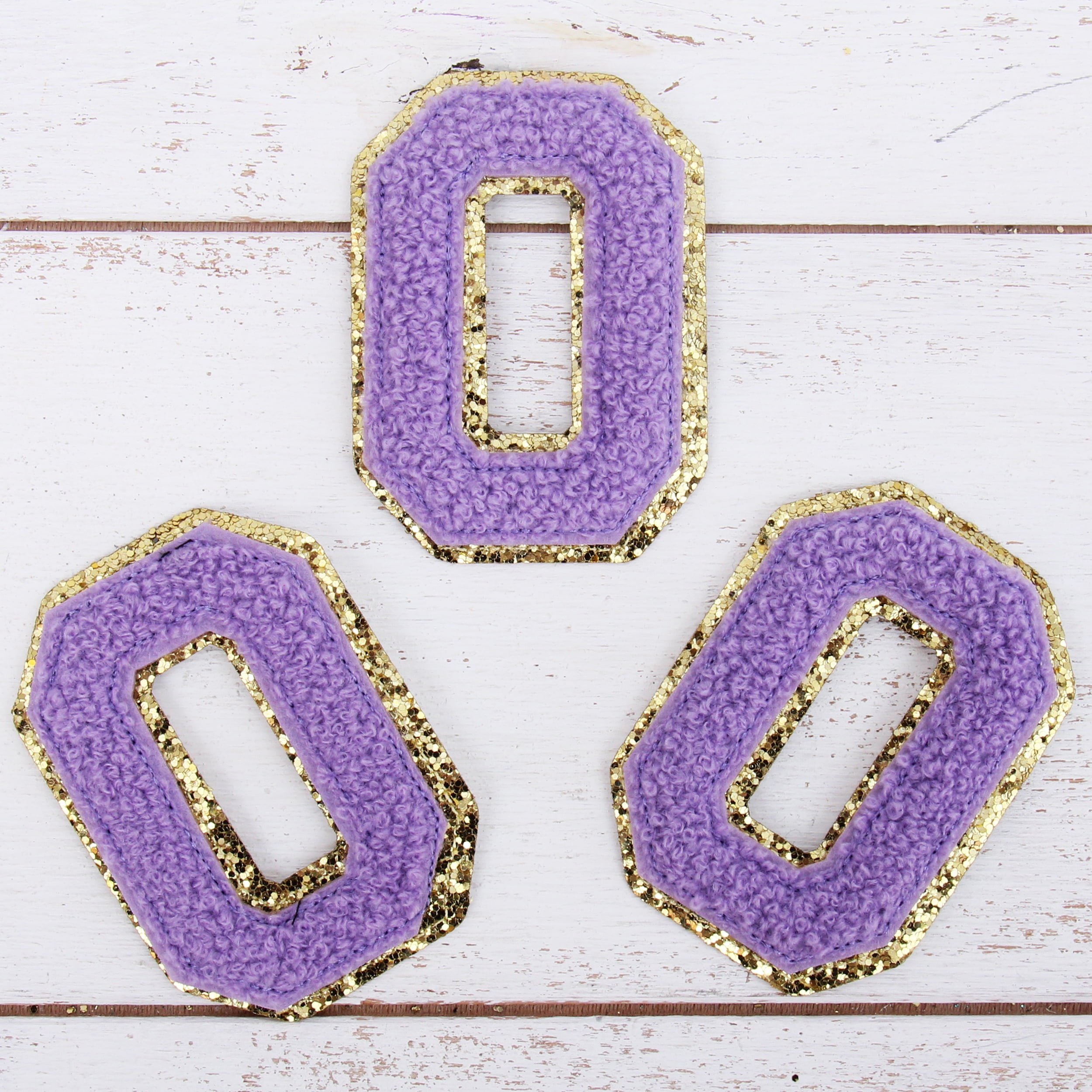 3 Pack Chenille Iron On Glitter Varsity Letter "O" Patches - Lavender ...