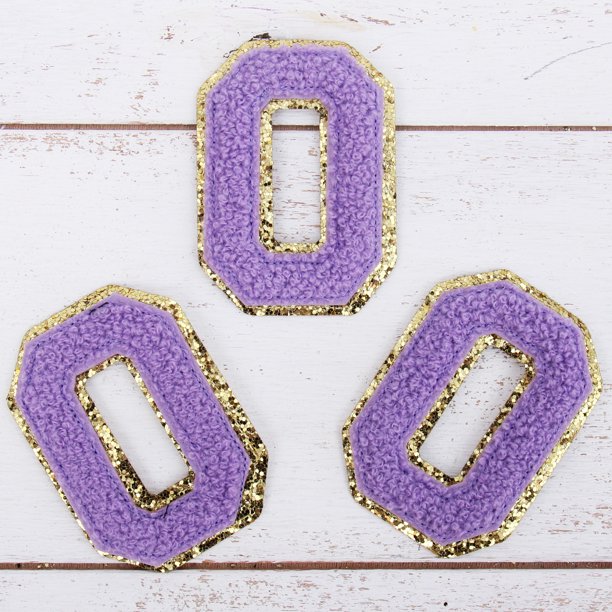 3 Pack Chenille Iron On Glitter Varsity Letter "O" Patches - Lavender ...