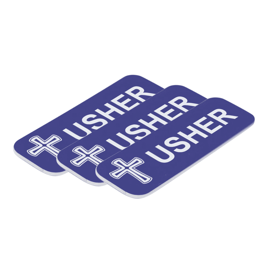 Usher 1 x 3" Name Tag/Badge, Blue, Cross Design (3 Pack) - Walmart.com