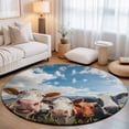 Cow Group 3FT Round Area Rugs Retro Country Cows Farm Grass Blue Sky ...