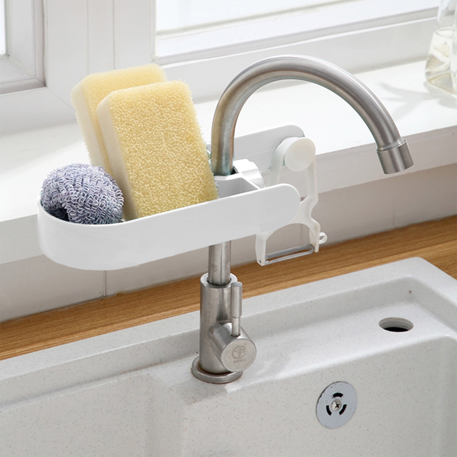 Faucet Sponge For Kitchen Sink Shower Soap Organizer For Bathroom Soap ...