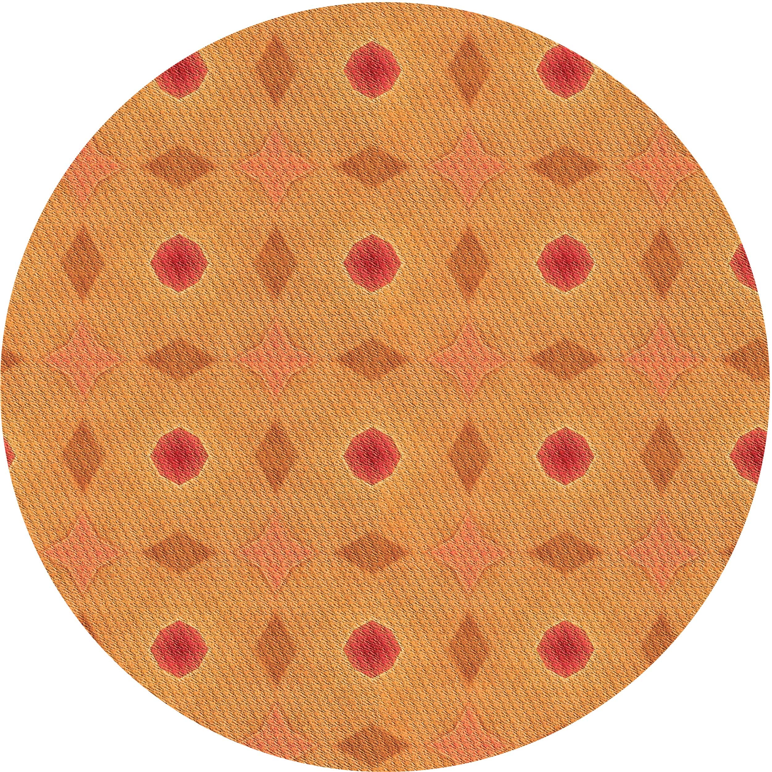 Ahgly Company Indoor Round Patterned Orange Red Orange Area Rugs, 6 ...
