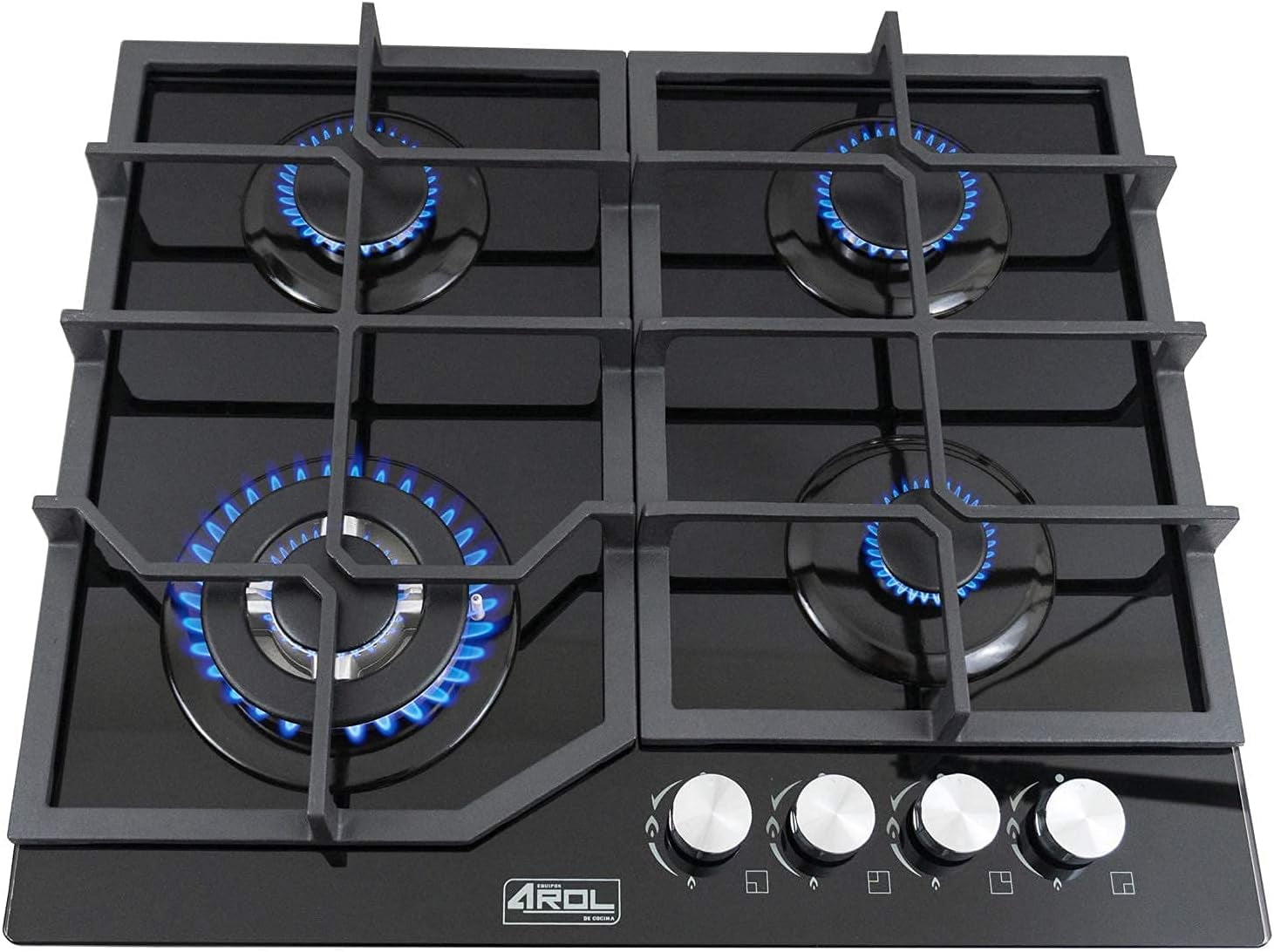 Parrilla de Gas Arol Empotrable 4 Quemadores Vidrio Templado 59 cm ...