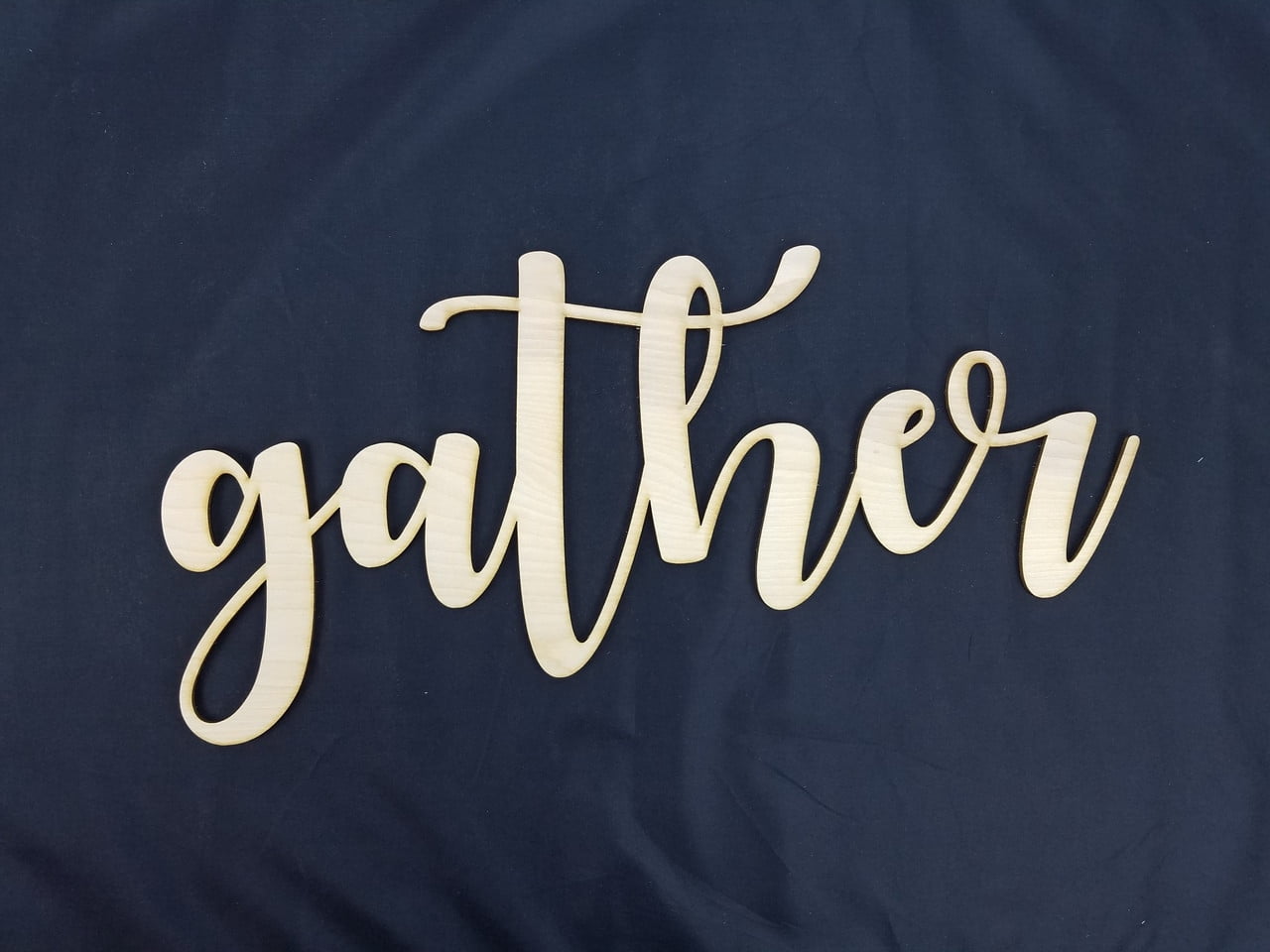 Wooden GATHER Sign and Wood Cutout - Wooden Calligraphy Decor - 12 ...