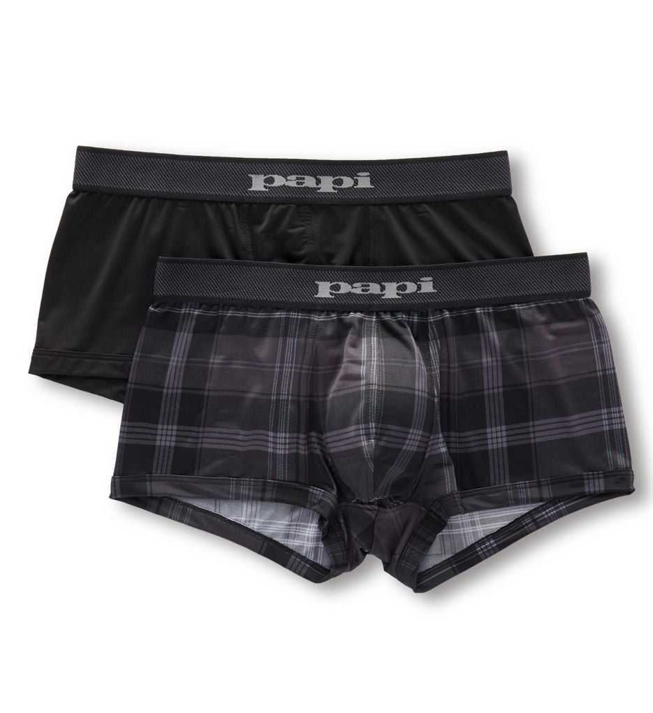 Men's Papi 626182 Cool 2 Brazilian Trunks - 2 Pack (Black/Grey S ...