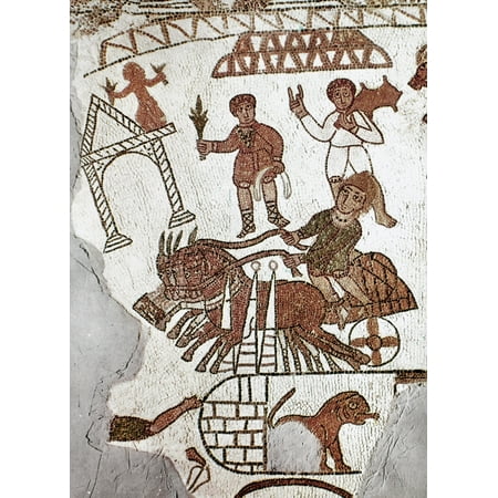 Roman Mosaic: 5Th Century. /Nroman Mosaic Of A Horse And Chariot Race ...